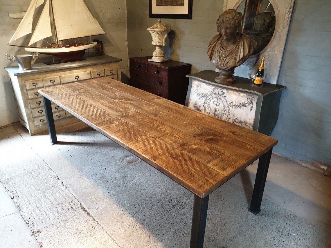Industrial Style Metal Leg Rustic Table - Etsy