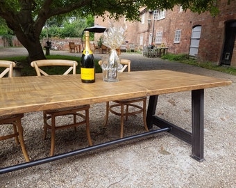 Industrial Dining Table With an A-frame Steel Girder Base | Etsy
