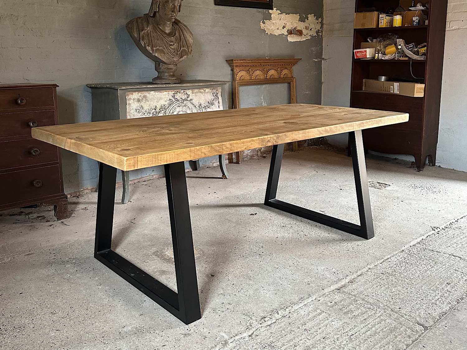 Handmade Rustic Dining Table, Metal Leg Dining Table, Metal Wooden ...