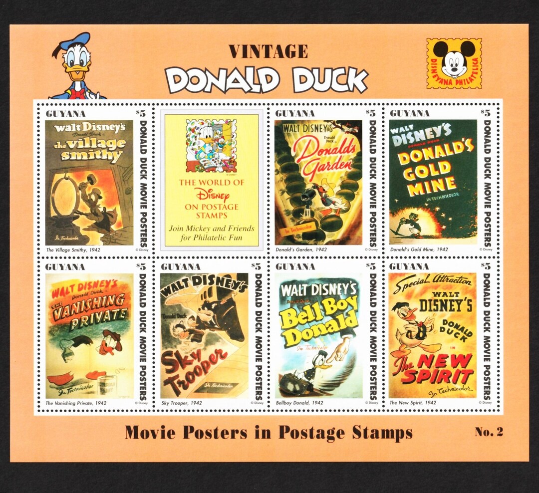 Disney DONALD DUCK Stamp Mini Sheet 8 Vintage-movie Posters in - Etsy