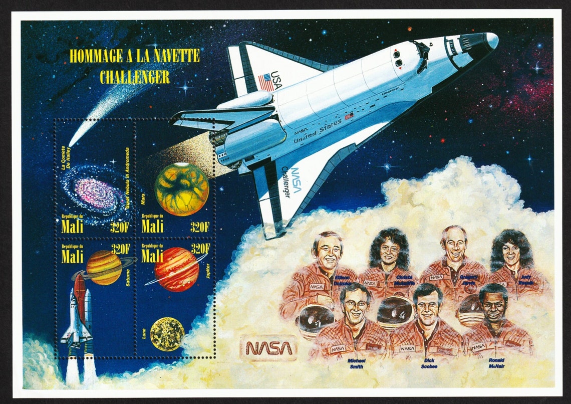 CHALLENGER Stamp Sheet NASA Space Shuttle Astronauts 4 Planet Stamps ...