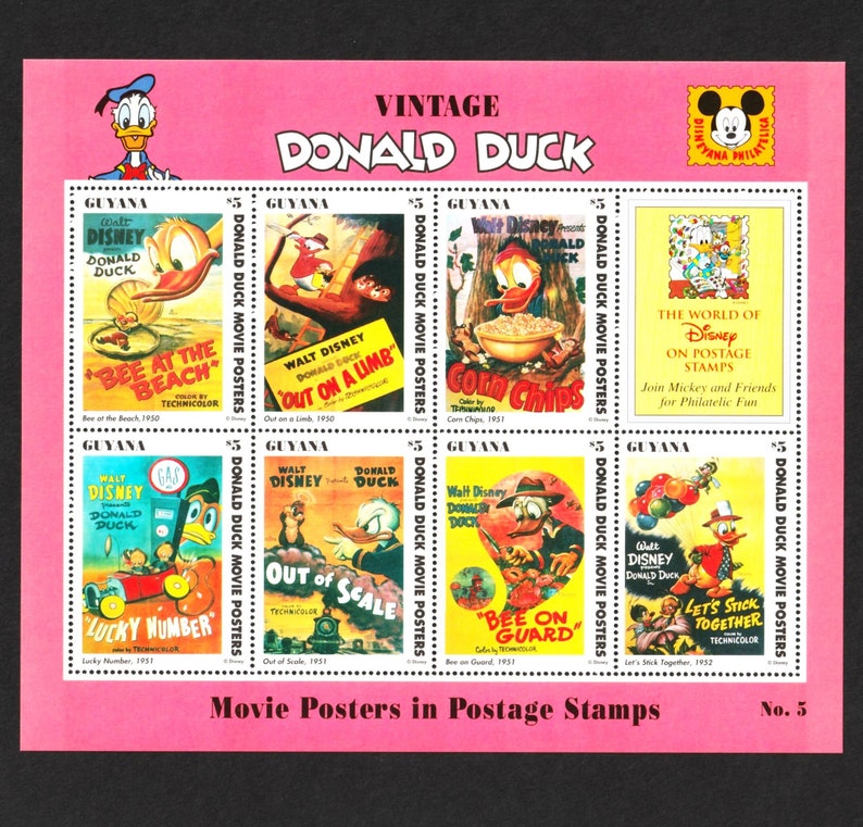 Disney DONALD DUCK Stamp Mini Sheet 8 Vintage-movie Posters in - Etsy
