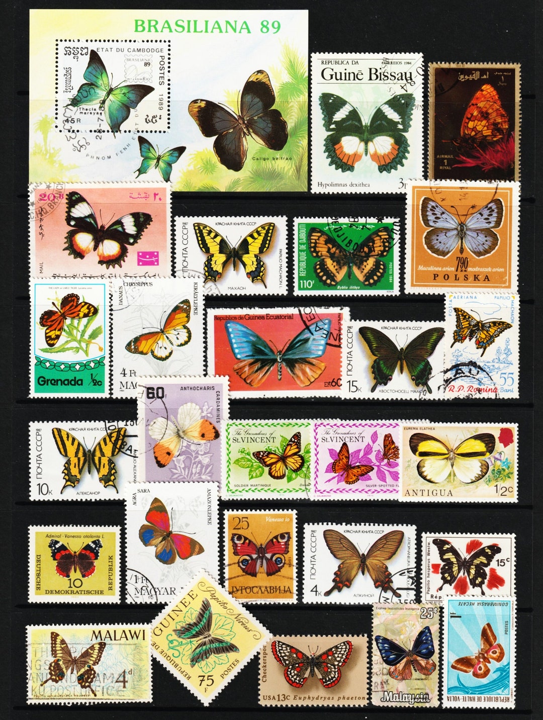 26 BUTTERFLY Postage Stamps and Souvenir Sheet Worldwide Butterflies ...