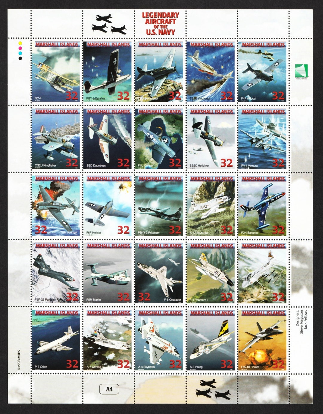25 AIRPLANE Stamps-legendary Aircraft of the US Navy-souvenir Sheet MNH ...