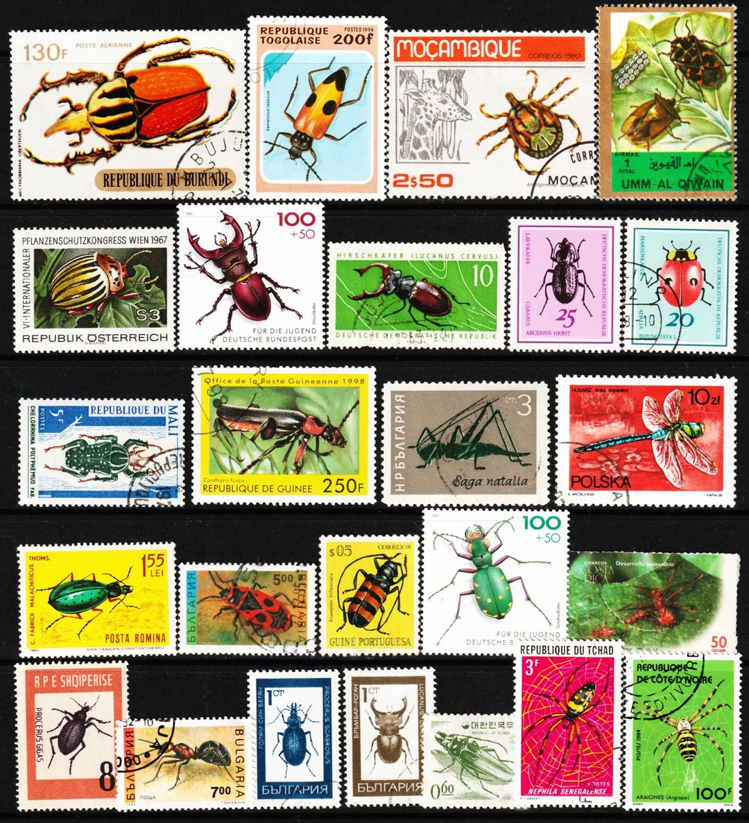Insects-beetles-spiders 25 Postage Stamps Entomology Lot - Etsy