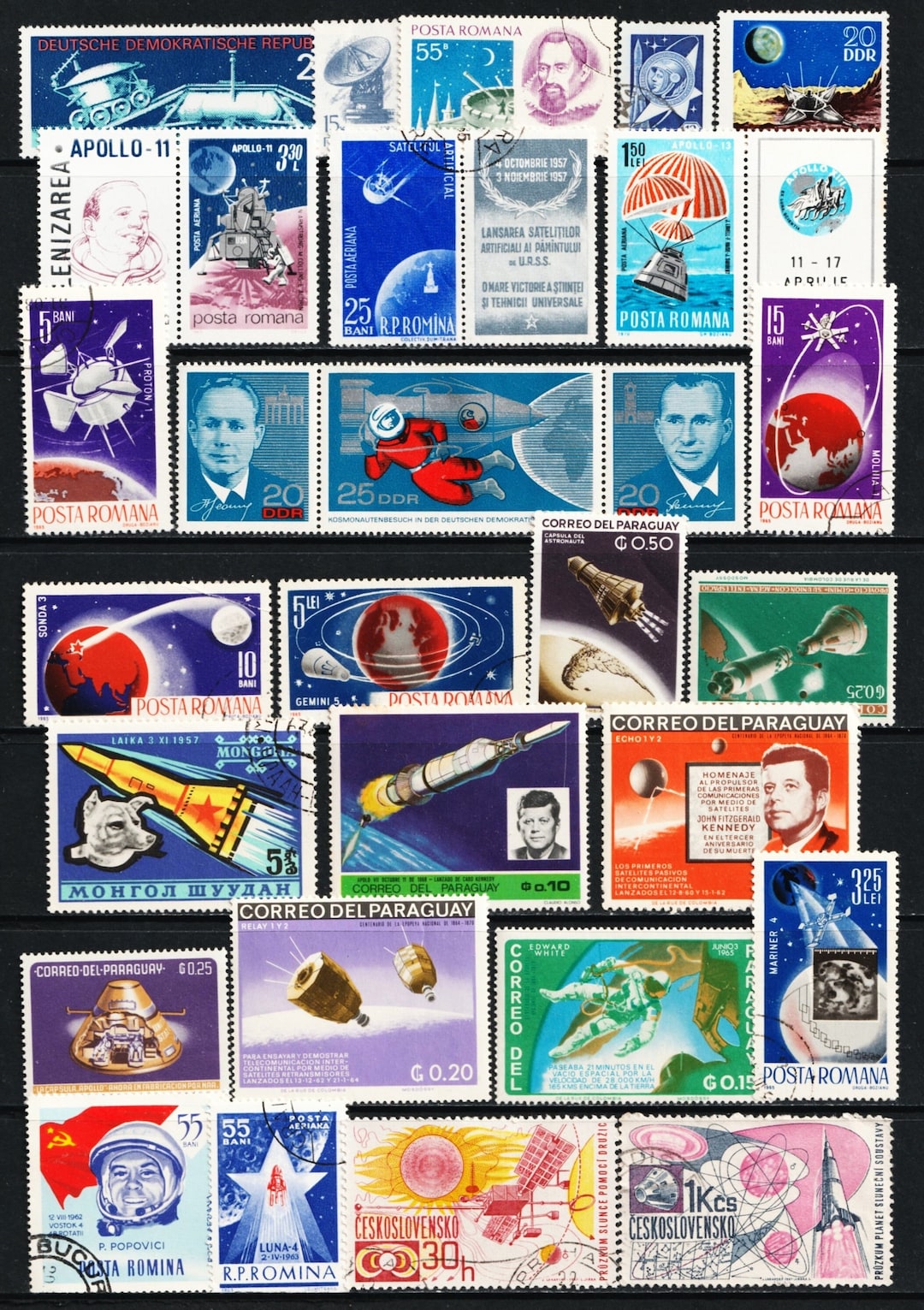 SPACE EXPLORATION Astronauts Satellites Rockets Dog in Space Worldwide ...