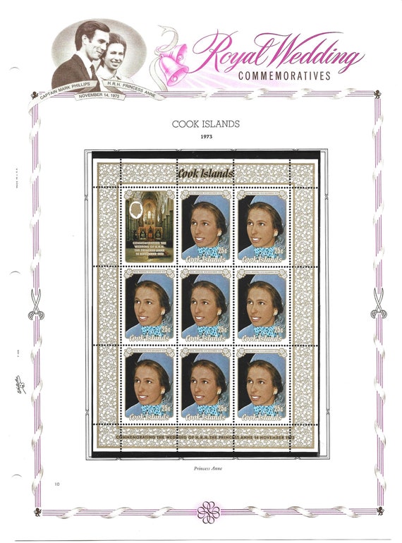 Princess Anne Royal Wedding Stamp Sheet 1973 Cook Islands - Etsy