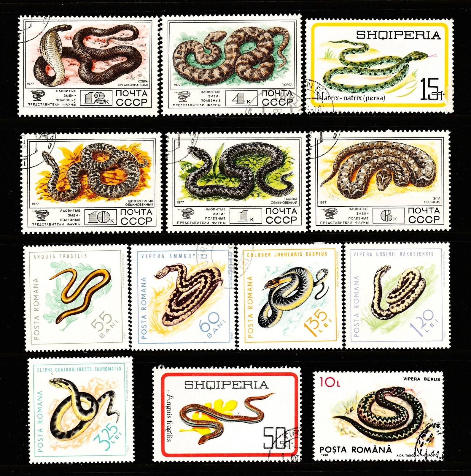 Snake Postage Stamps Reptile Stamps Collecting Scrapbooking Crafts ...