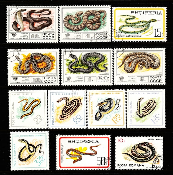 Snake Postage Stamps Reptile Stamps Collecting Scrapbooking - Etsy