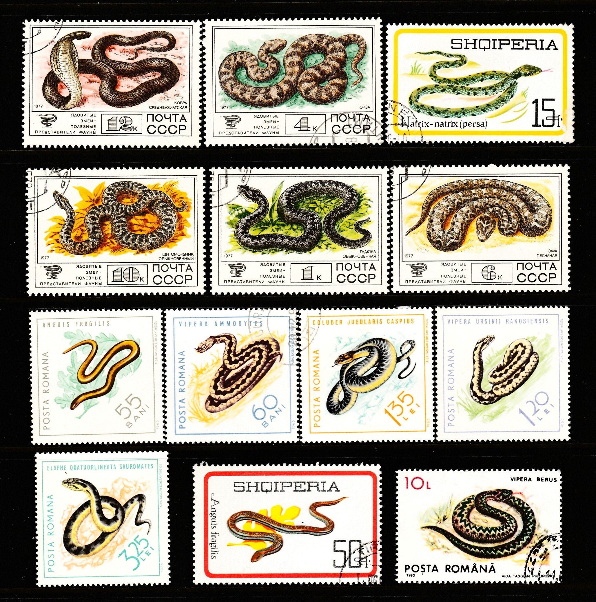 Snake Postage Stamps Reptile Stamps Collecting Scrapbooking Crafts ...