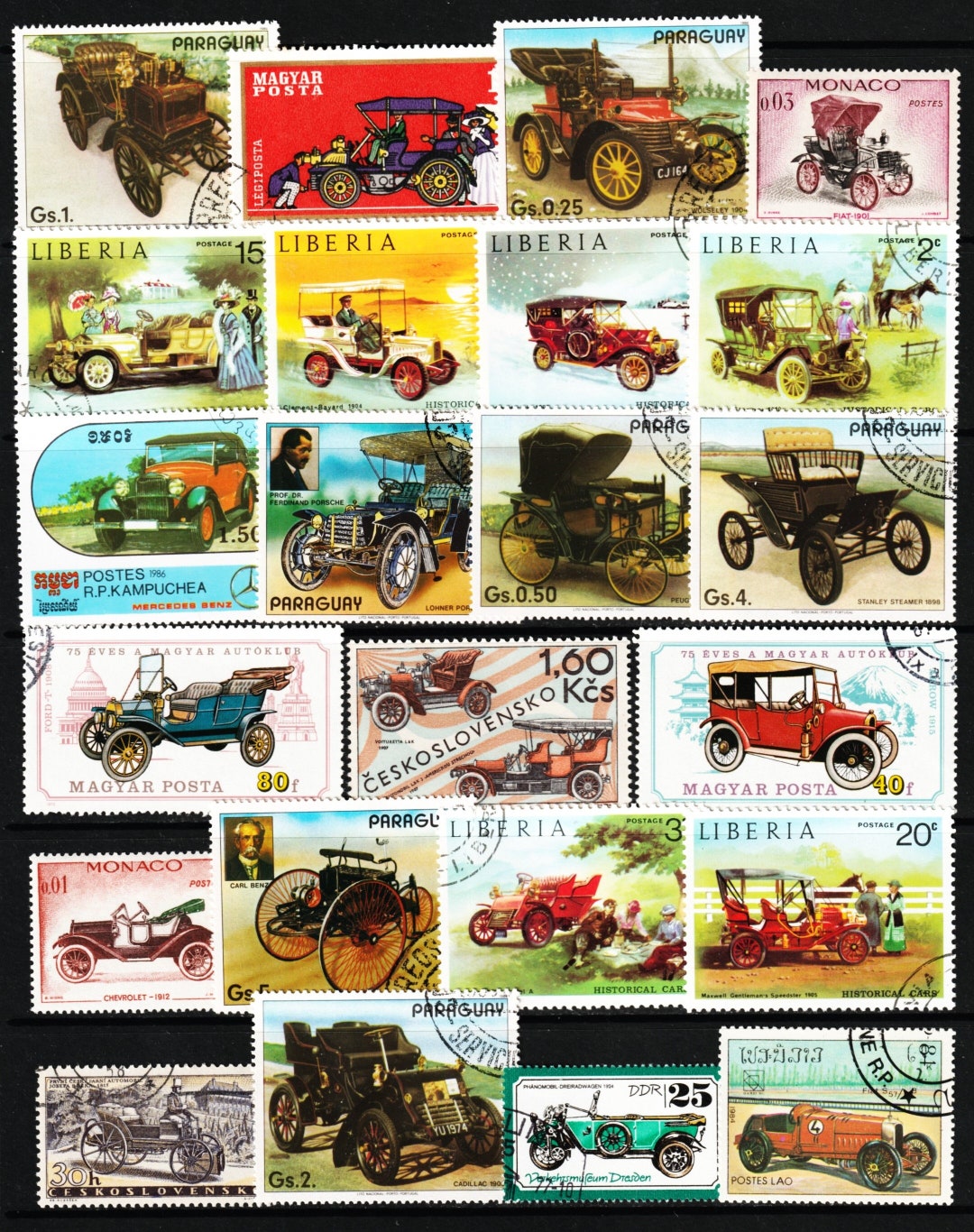 Postage Stamps ANTIQUE AUTOS 20 Vintage Cars Worldwide Lot Old - Etsy