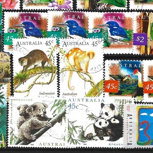 50 AUSTRALIA Vintage Postage Stamps Australian Wildlife Birds Dinosaurs ...