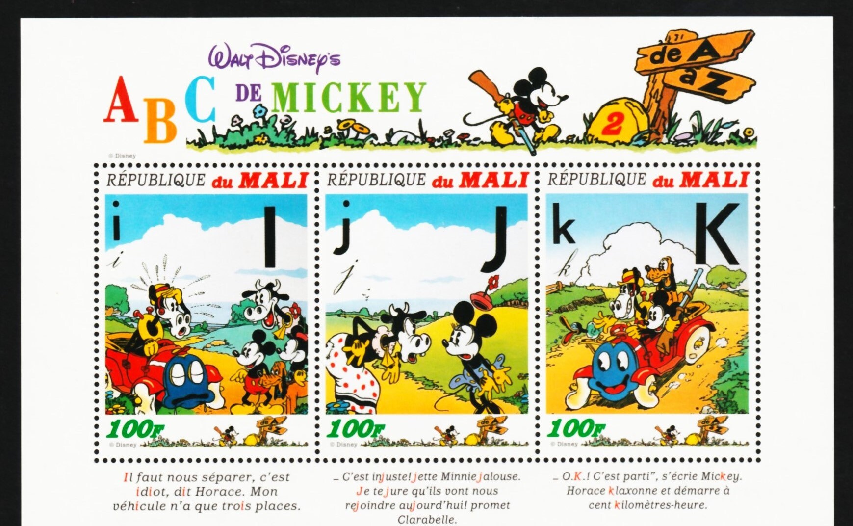 ABC of Mickey Mouse DISNEY 9 Postage Stamp Mali Souvenir Mini - Etsy