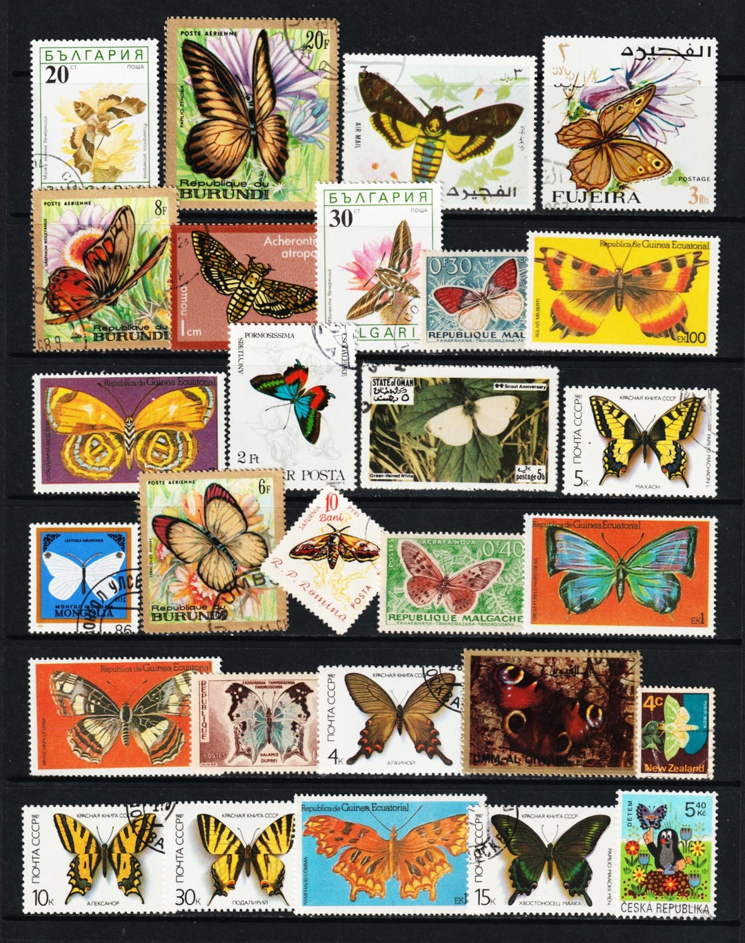 Stamps 25 BUTTERFLY and MOTH Worldwide Postage Stamps Butterflies for ...