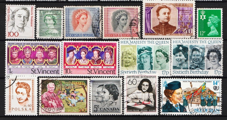 WOMEN in History and Art 45 Postage Stamps Vintage Worldwide - Etsy