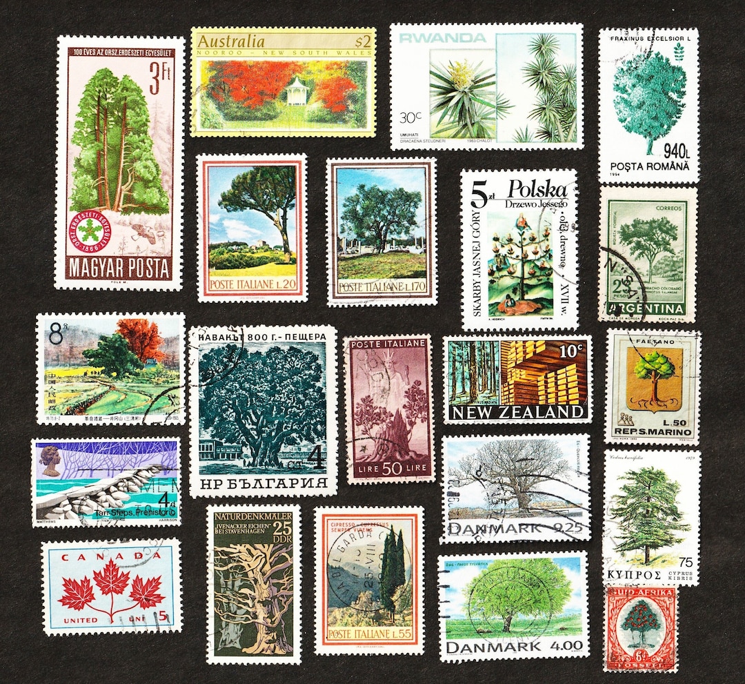 Trees Postage Stamp Lot 20 Vintage Tree Plant Leaf - Etsy