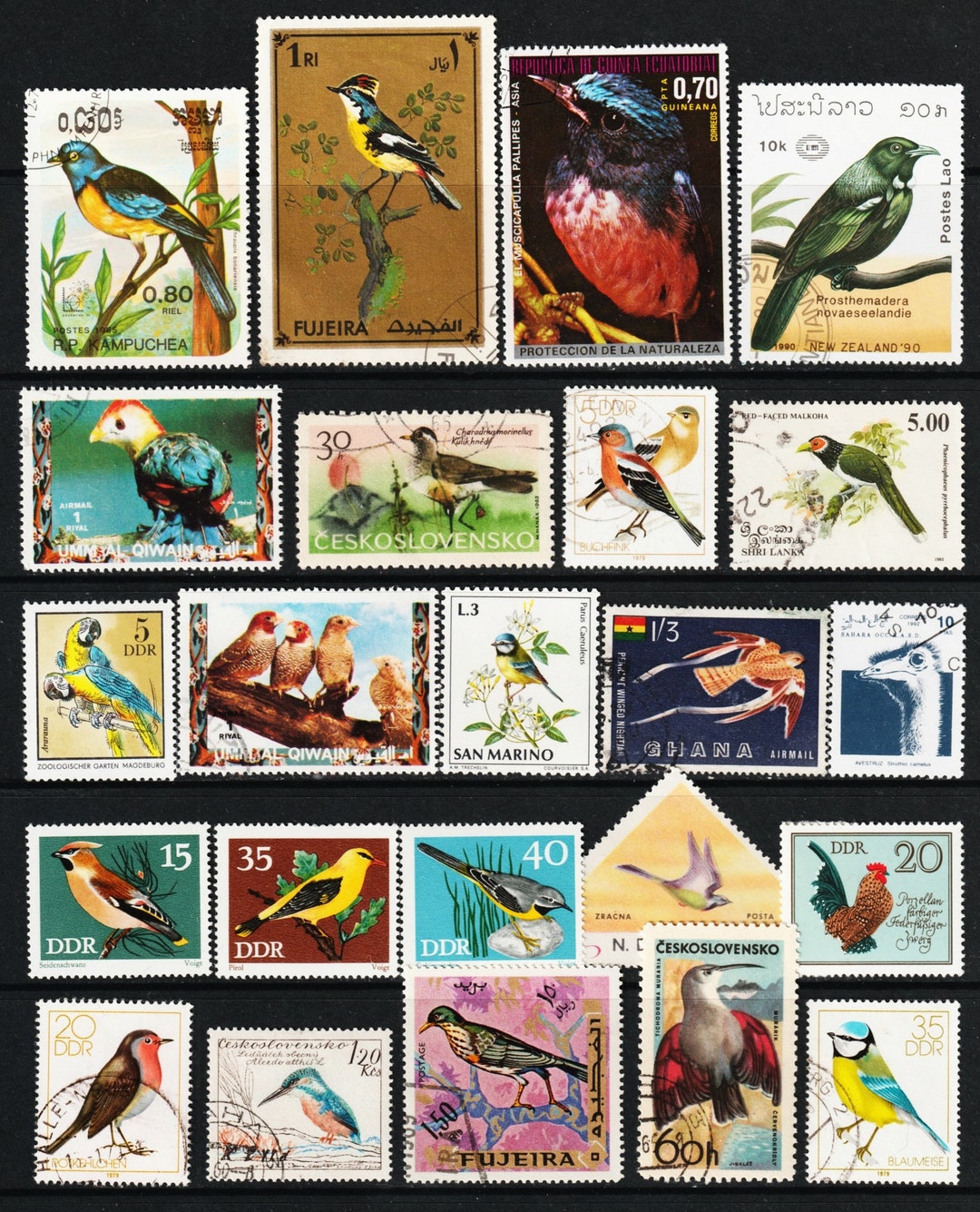 20 Sparrows Parrots Crows Fowl Stamps Song Birds Worldwide - Etsy