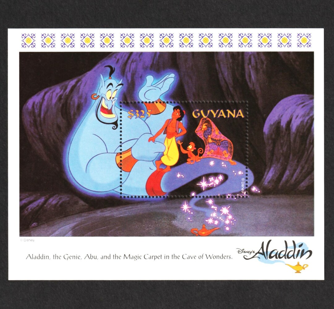 Disney Movie ALADDIN Genie Stamp Souvenir Sheet Guyana Postage - Etsy