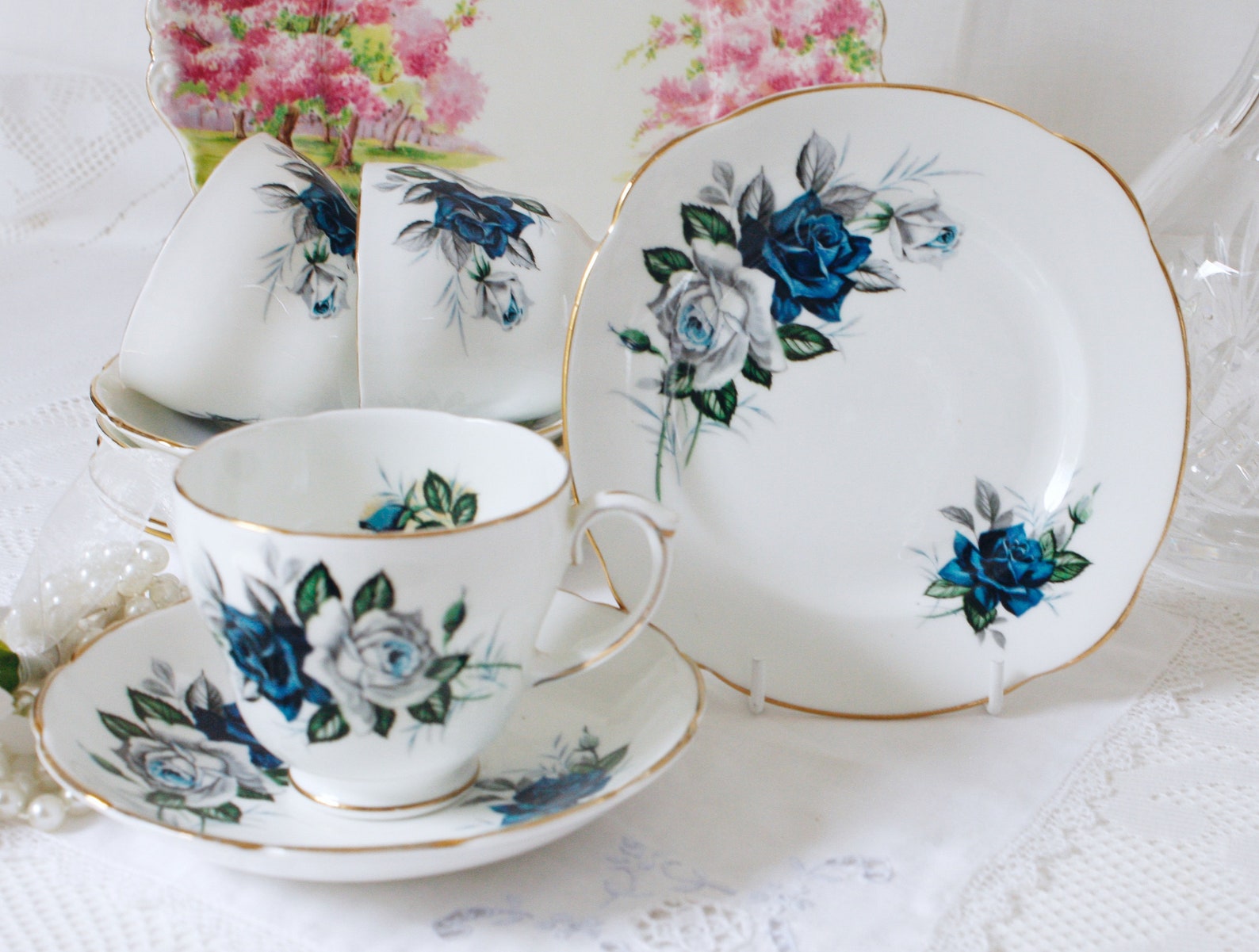 Duchess English tea set: Blue roses Duchess vintage tea set | Etsy