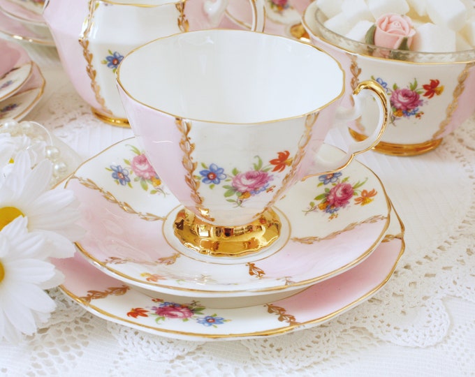 Imperial English Tea Set: English Bone China Pink Tea Set of 1 Cup, 1 ...