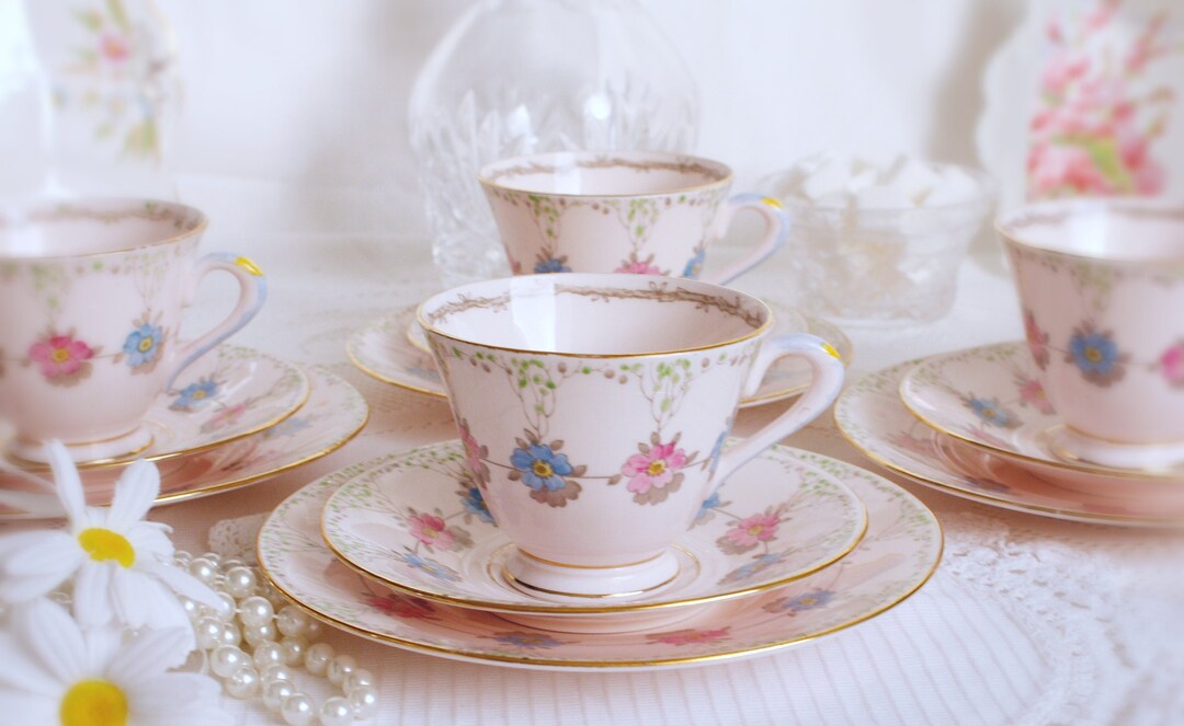 Blush Pink Tuscan Tea Set: English Bone China Handpainted Tuscan Teaset ...