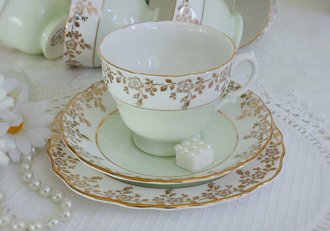 Colclough Vintage Tea Set: Mint Green Filigree Colclough - Etsy