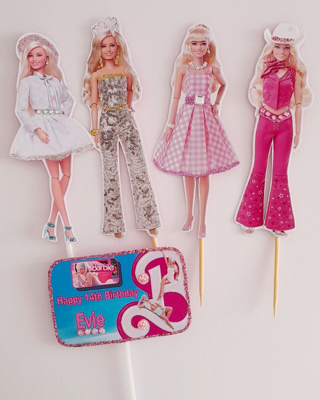 Barbie the Movie Cake Topper 4 Barbies Personalised Age & Name - Etsy