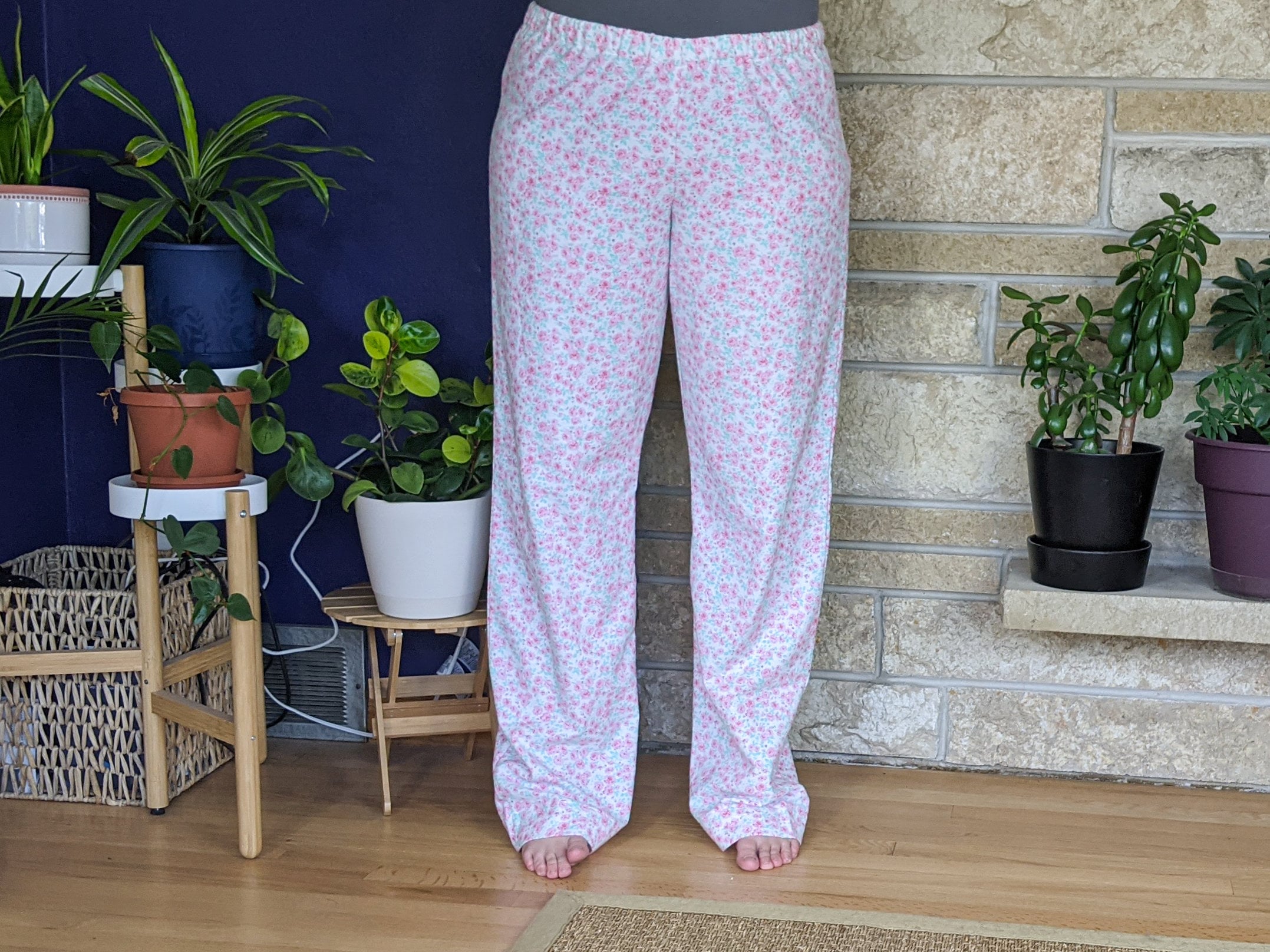 Women's Extra Tall Flannel Pajama Pants Extra Long Pj Pants Pink Floral ...