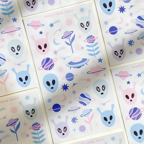 Sticker Sheet Galaxy Cosmic Sticker Space Planets - Etsy