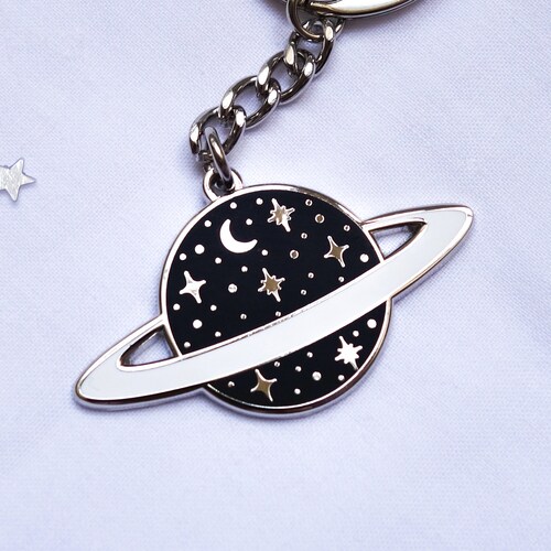 Pink Planet Keychain Hard Enamel Keychain Space Saturn - Etsy Canada