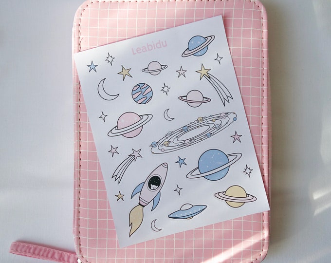 Sticker Sheet Galaxy Cosmic Sticker Space Planets Moon Stars - Etsy