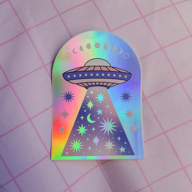 Ufo sticker holographic sticker galaxy cosmic sticker | Etsy
