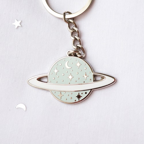 Pink Planet Keychain Hard Enamel Keychain Space Saturn - Etsy