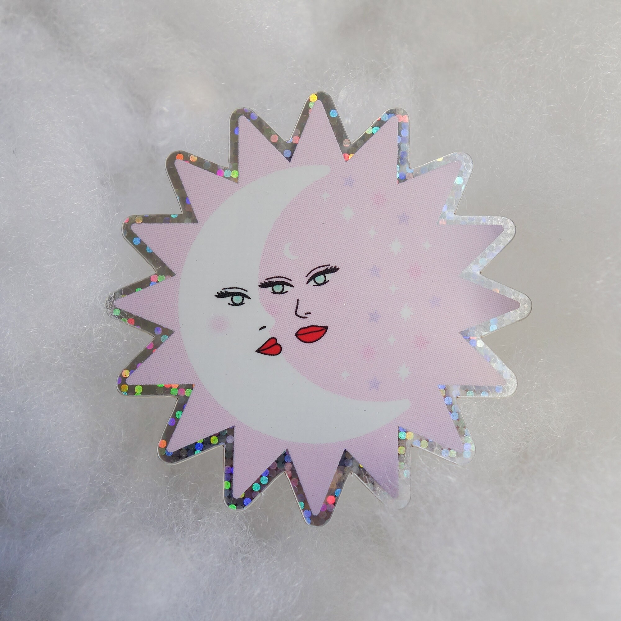 Sun and Moon sticker holographic glitter sticker galaxy | Etsy