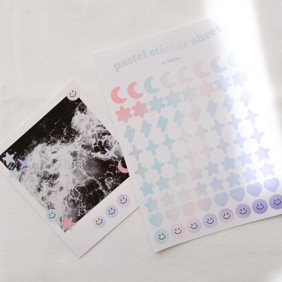 Pastel sticker sheet cosmic sticker space stars bujo | Etsy