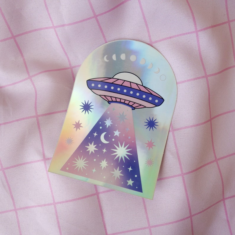 Ufo Sticker Holographic Sticker Galaxy Cosmic Sticker - Etsy