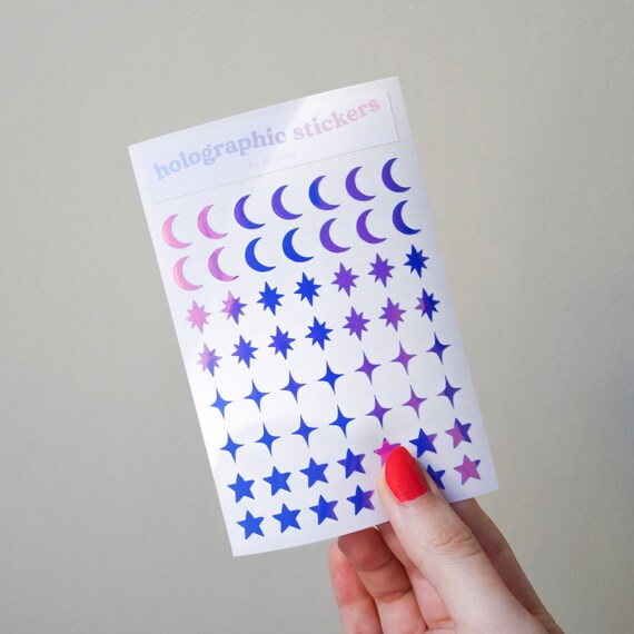 Holographic sticker sheet cosmic sticker space stars | Etsy