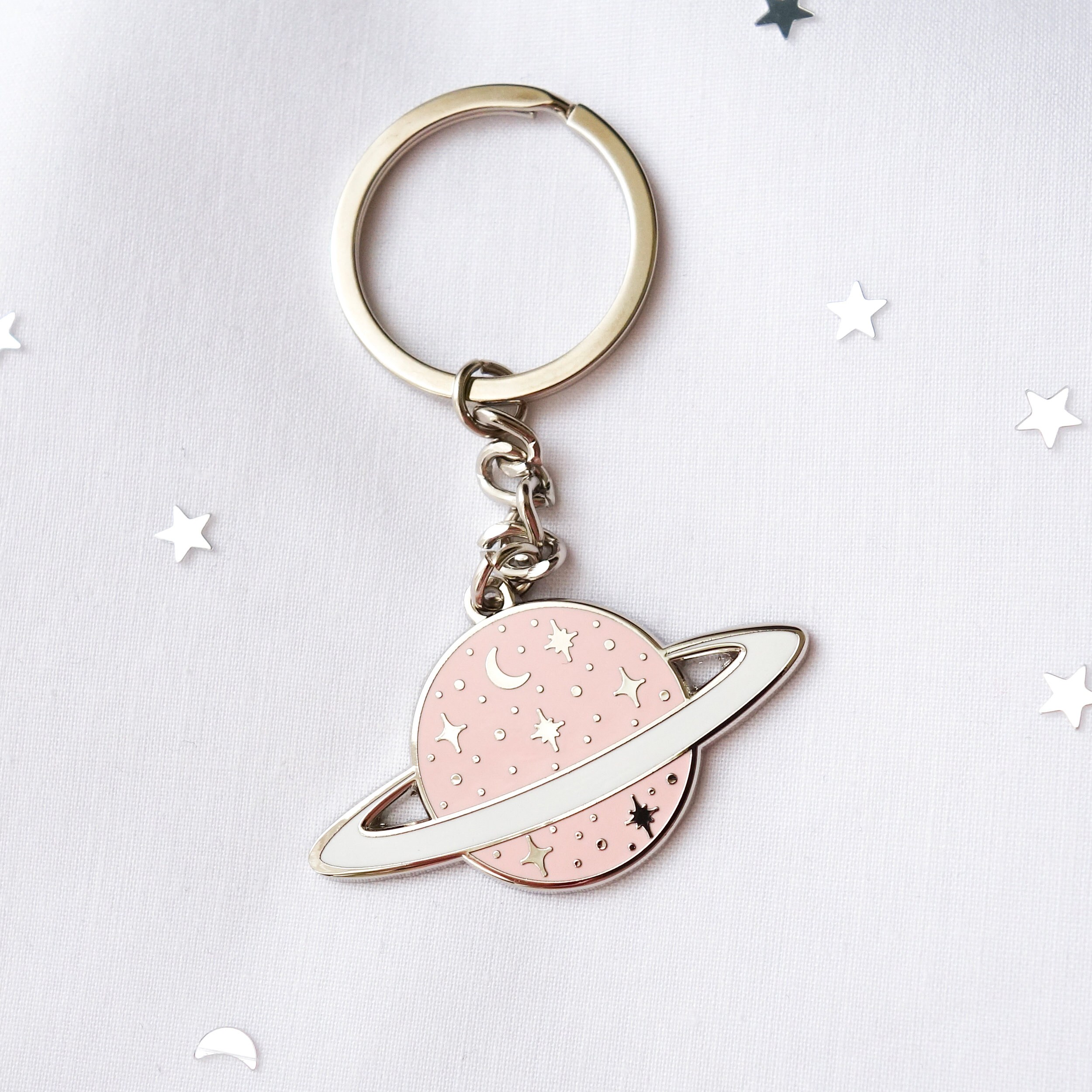 Pink Planet Keychain Hard Enamel Keychain Space Saturn - Etsy Canada