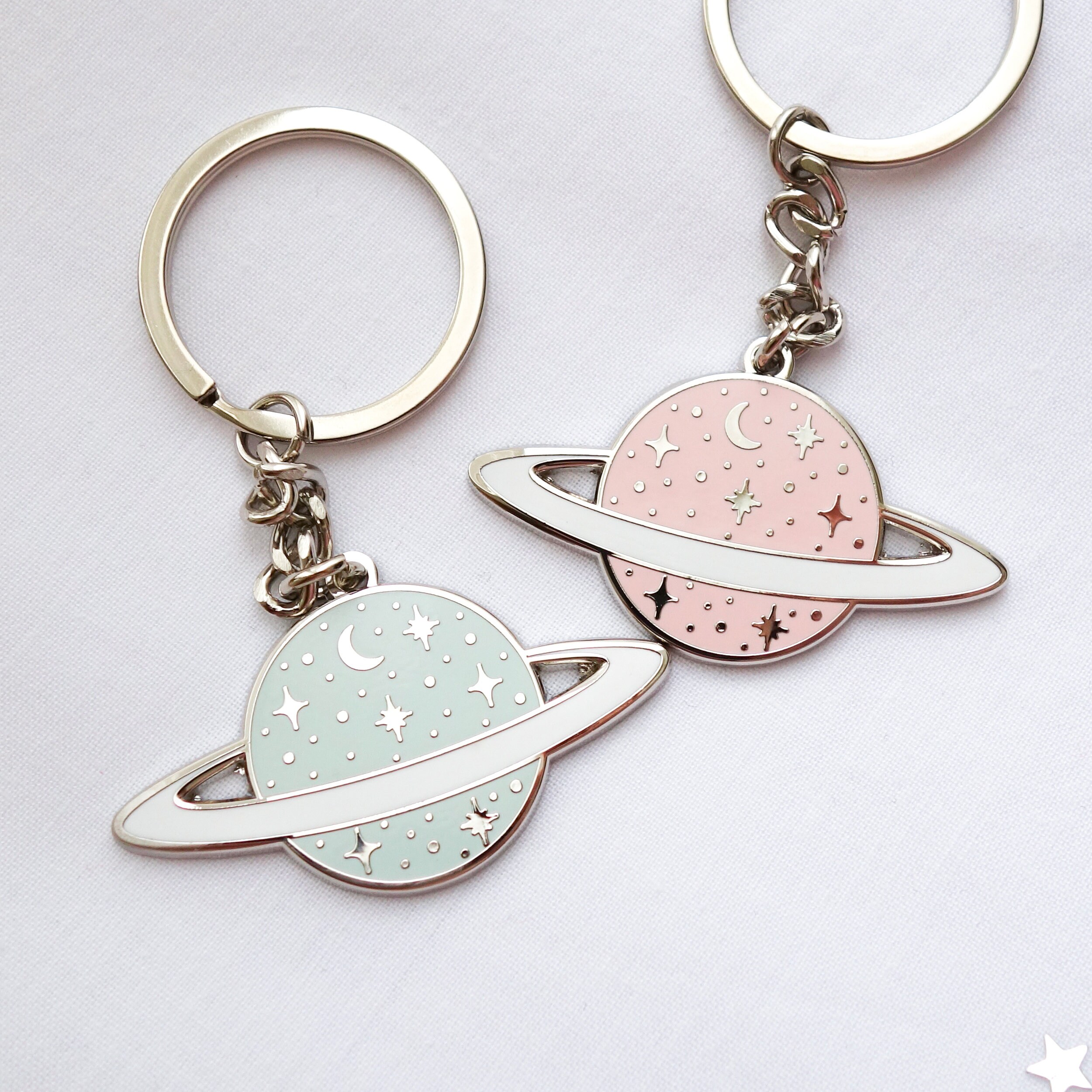Pink Planet Keychain Hard Enamel Keychain Space Saturn - Etsy Canada