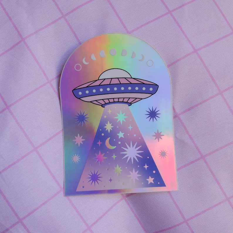 Ufo Sticker Holographic Sticker Galaxy Cosmic Sticker - Etsy