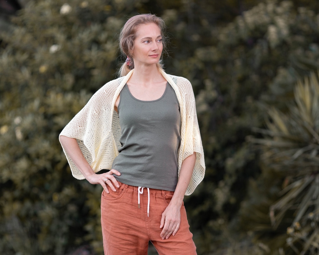 Vanilla Color Summer Knit Shrug Beach Resort Wear Bohemian Clothing ...