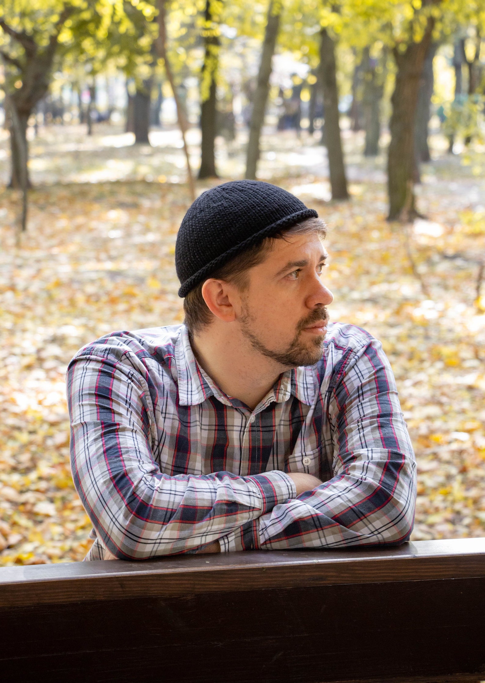 Black mens hat winter knit beanie short trawler hat fisherman | Etsy