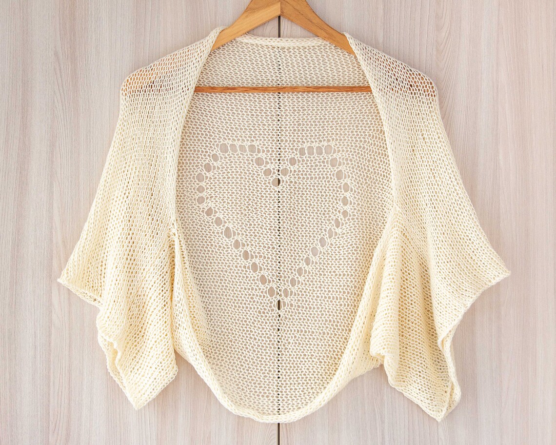 Ivory Summer Crop Cardigan Hand Knit Women Shrug Cotton - Etsy