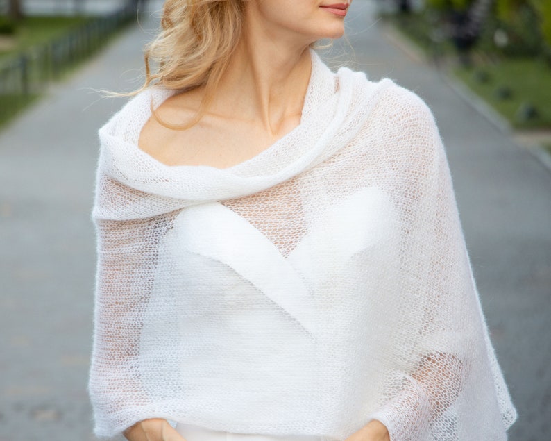 Ivory Bridal Shawl Knit Crochet Shoulder Wrap Winter Wedding - Etsy
