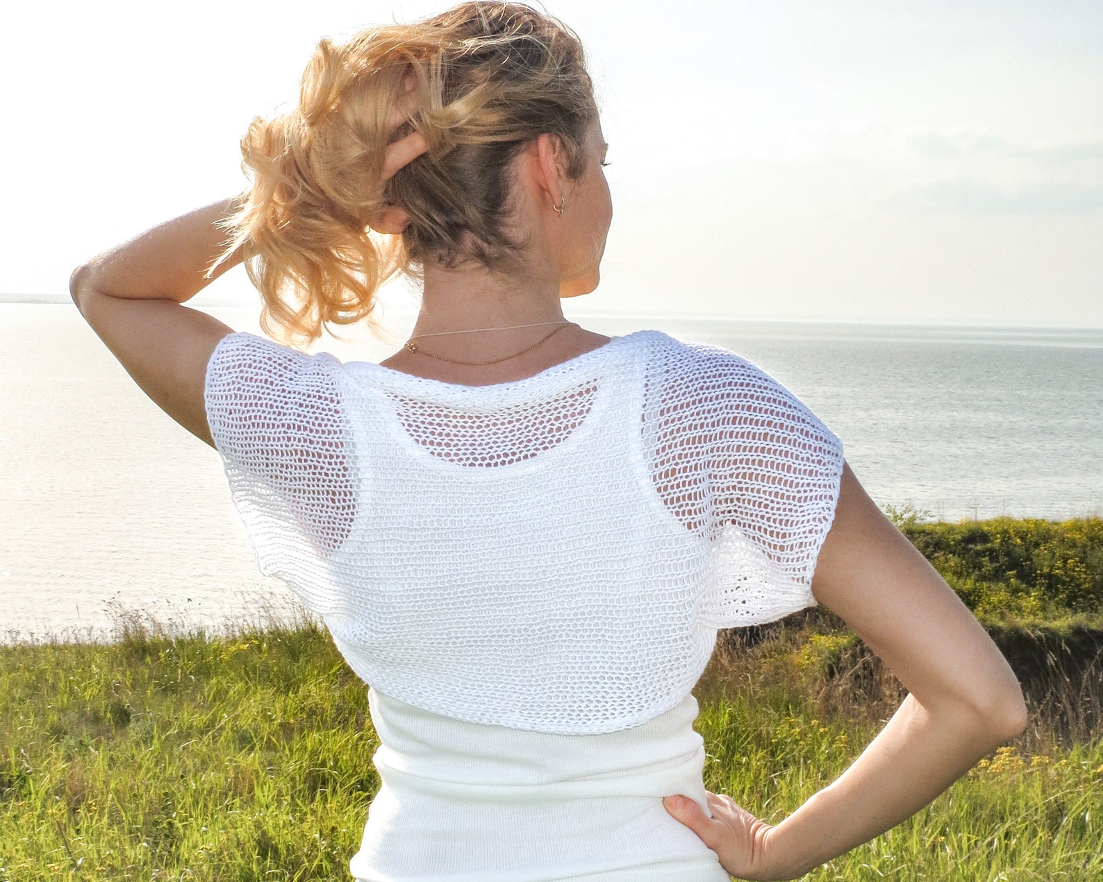 White short sleeve shrug white bolero shrug white summer shrug | Etsy
