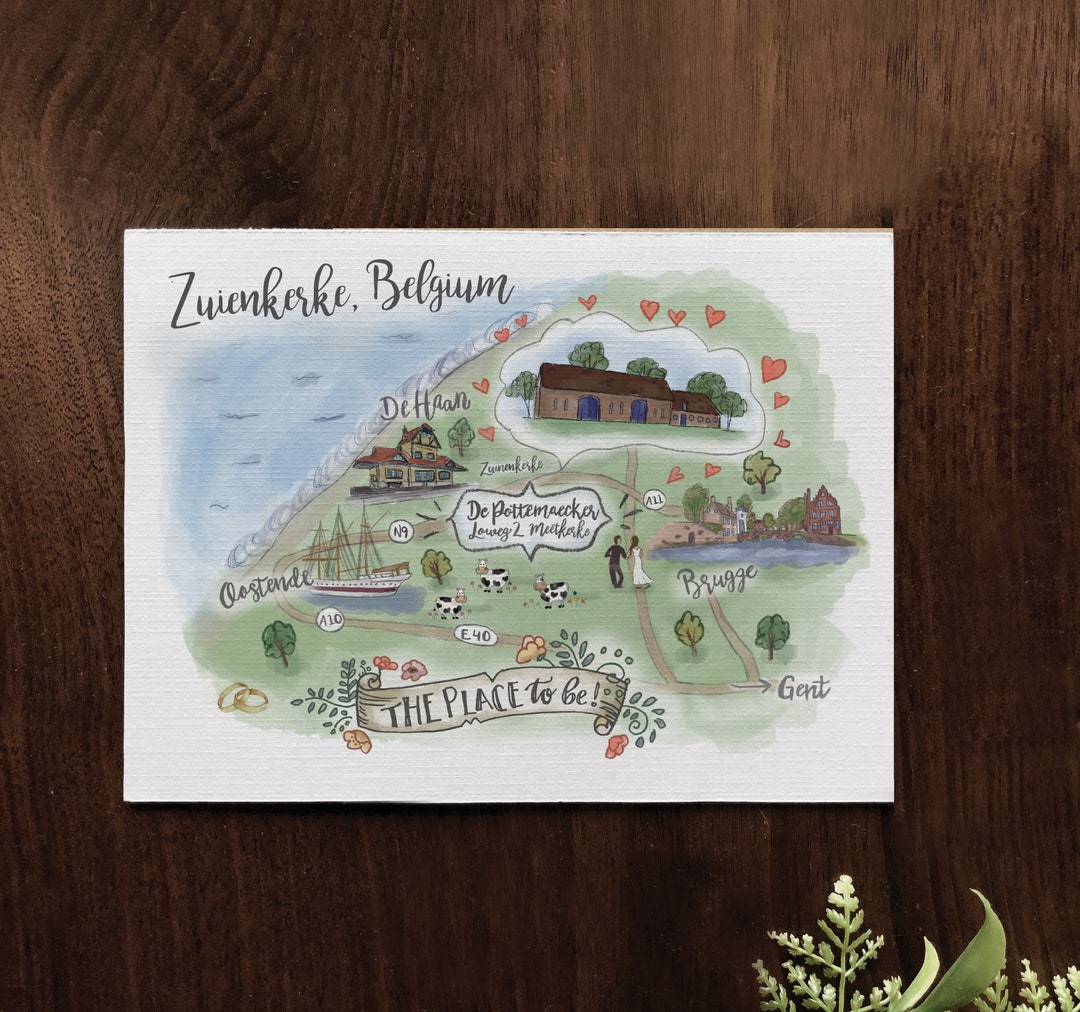 Custom Illustrated Wedding Map | Digital Only | Custom Hand Drawn Map ...