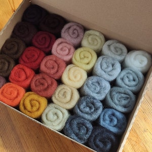 Rainbow, Brown and Neutral Palette, 70 Shades, Carded Felting Wool, Eco ...