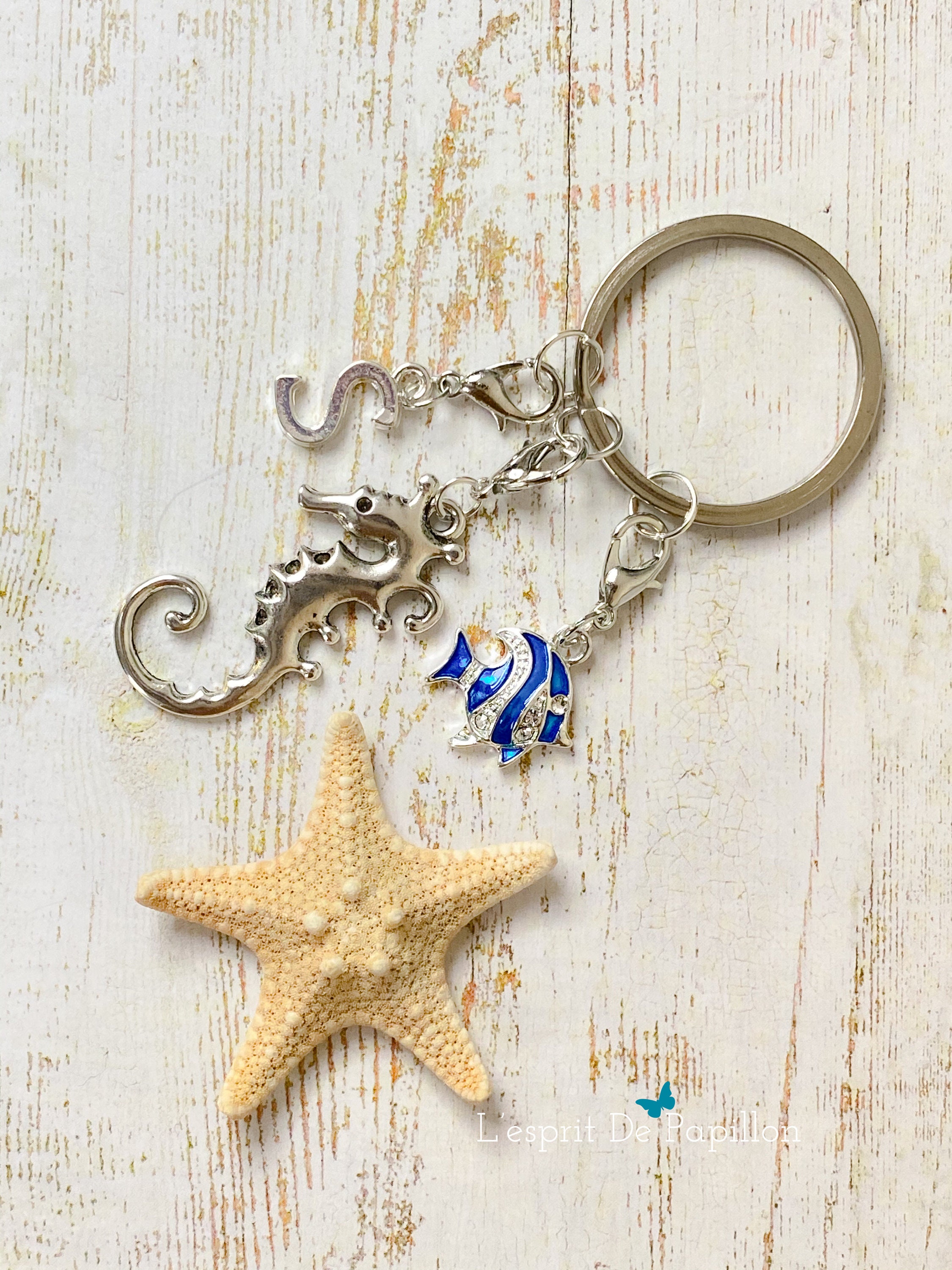Sea themed Personalised Charm Keyring in a tin Personalised | Etsy