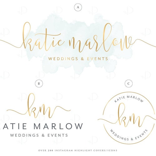 Premade Pink Gold Metallic Business Logo Beauty Logo Foil | Etsy