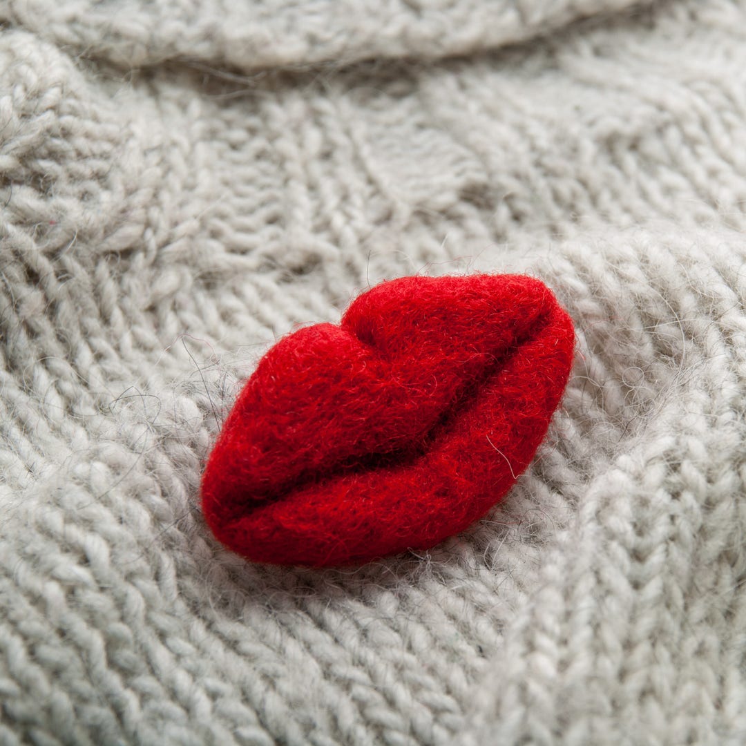Red Lips Brooch Red Lips Pin Red Lips Etsy